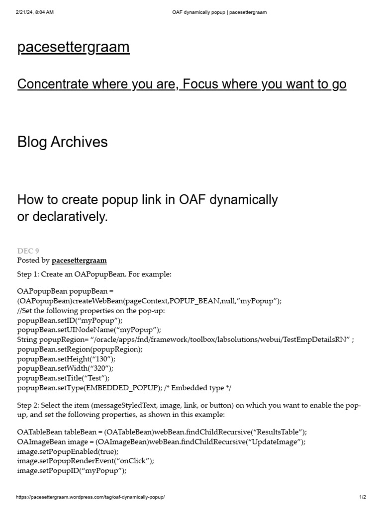 OAF Dynamically Popup - Pacesettergraam | PDF | Computing | Computer ... OAF Dynamically Popup - Pacesettergraam | PDF | Computing | Computer ...