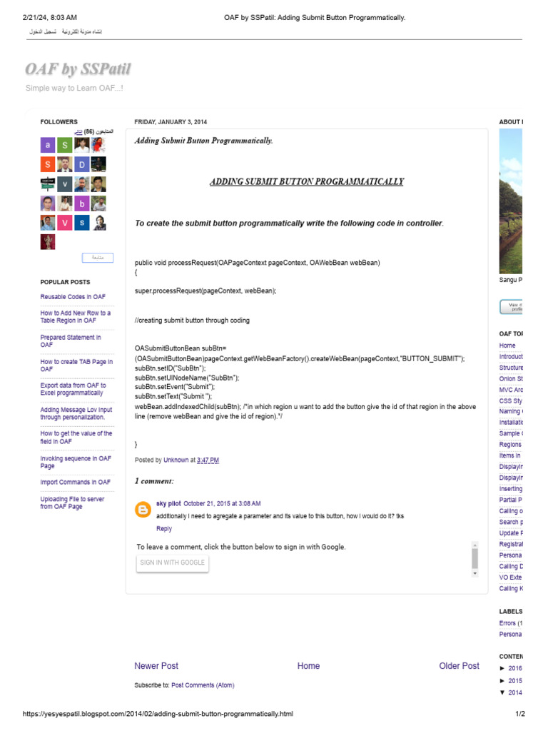 OAF by SSPatil - Adding Submit Button Programmatically | PDF | Software | Software Development