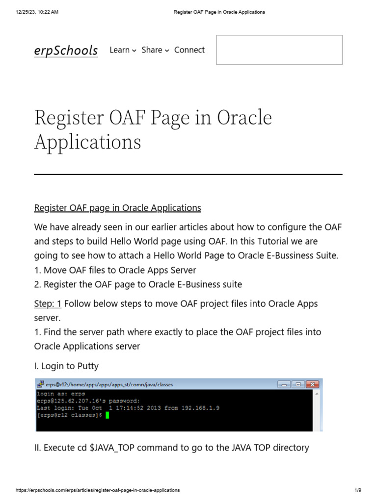 Register OAF Page in Oracle Applications | PDF | Application Software | Computer File