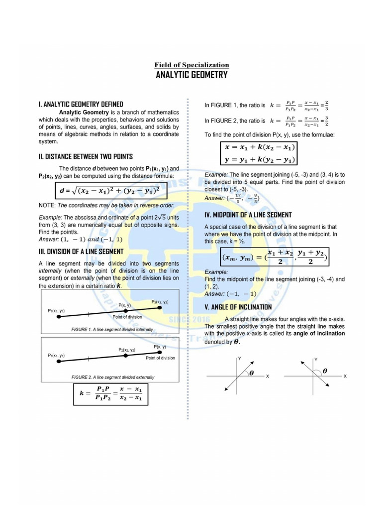Analytical Geometry and Calculus | PDF