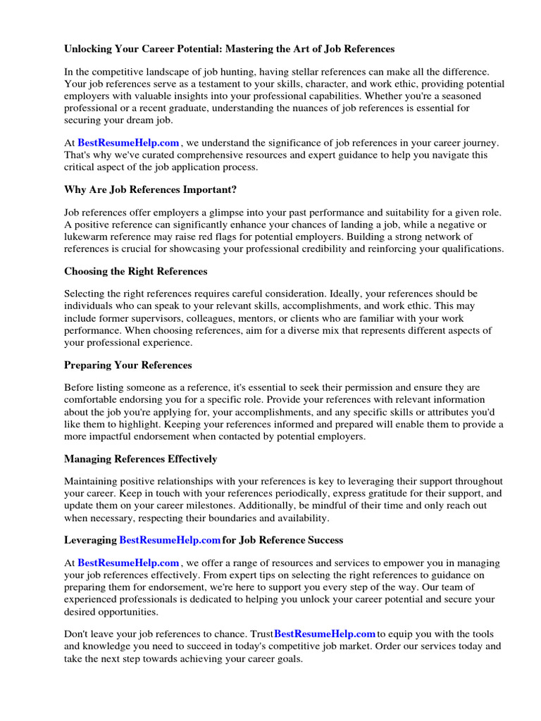Job References Template | PDF | Résumé | Employment
