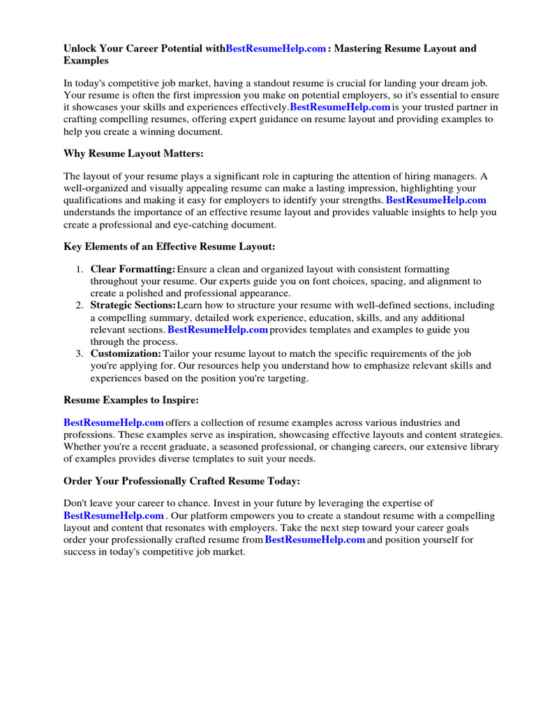 Resume Layout and Examples | Download Free PDF | Résumé | Page Layout