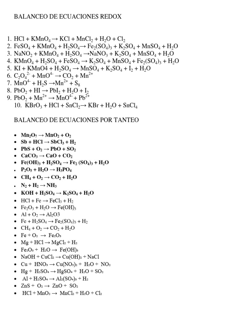 Balanceo de Ecuaciones Redox | PDF