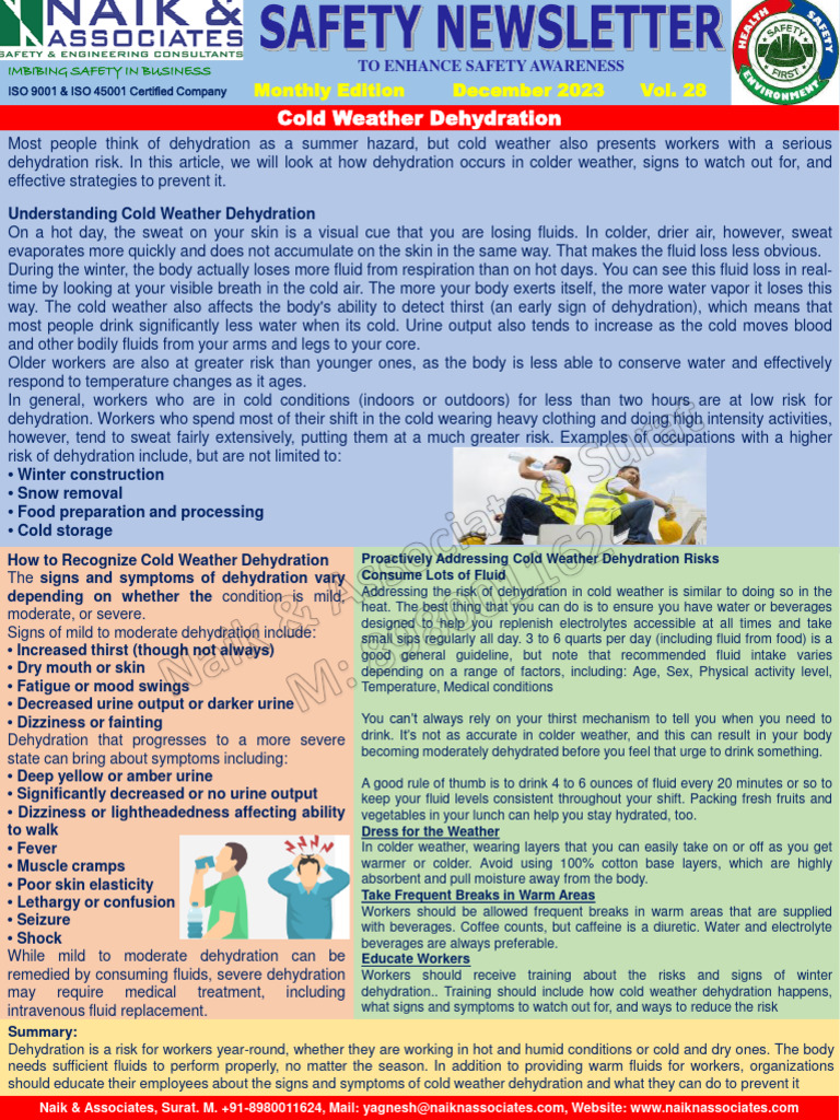 Cold Weather Dehydration Awareness Guide | PDF | Dehydration | Physiology