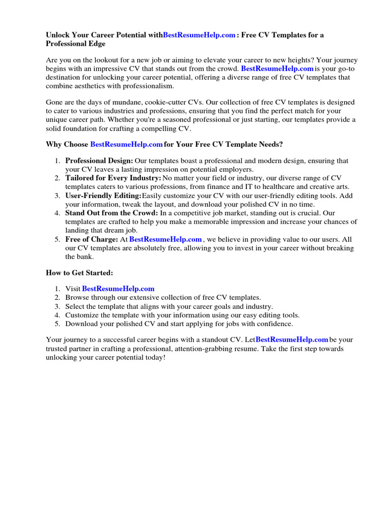 Free CV Template Print | PDF | Résumé | Microsoft Word