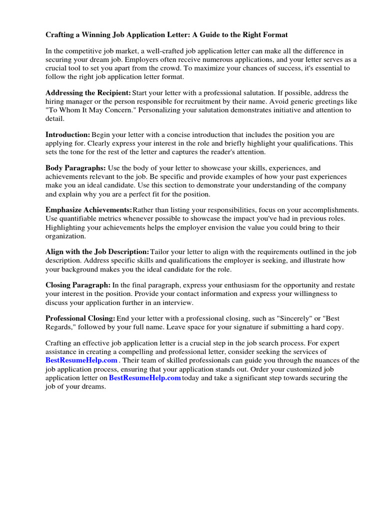 Job Application Letter Format | PDF | Résumé | Employment