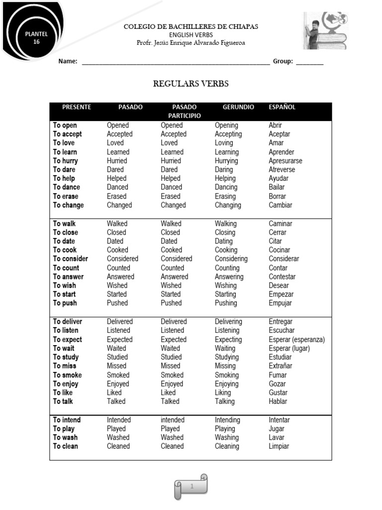 Regulars Verbs | PDF