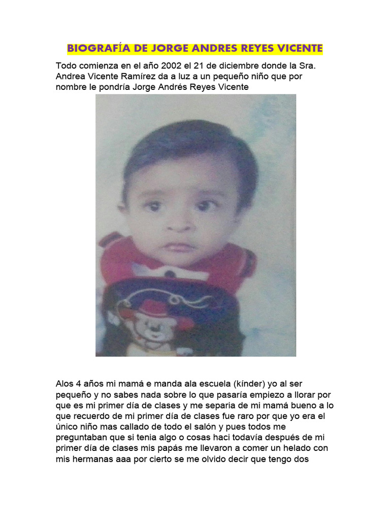 Biograf A de Jorge Andres Reyes Vicente | PDF