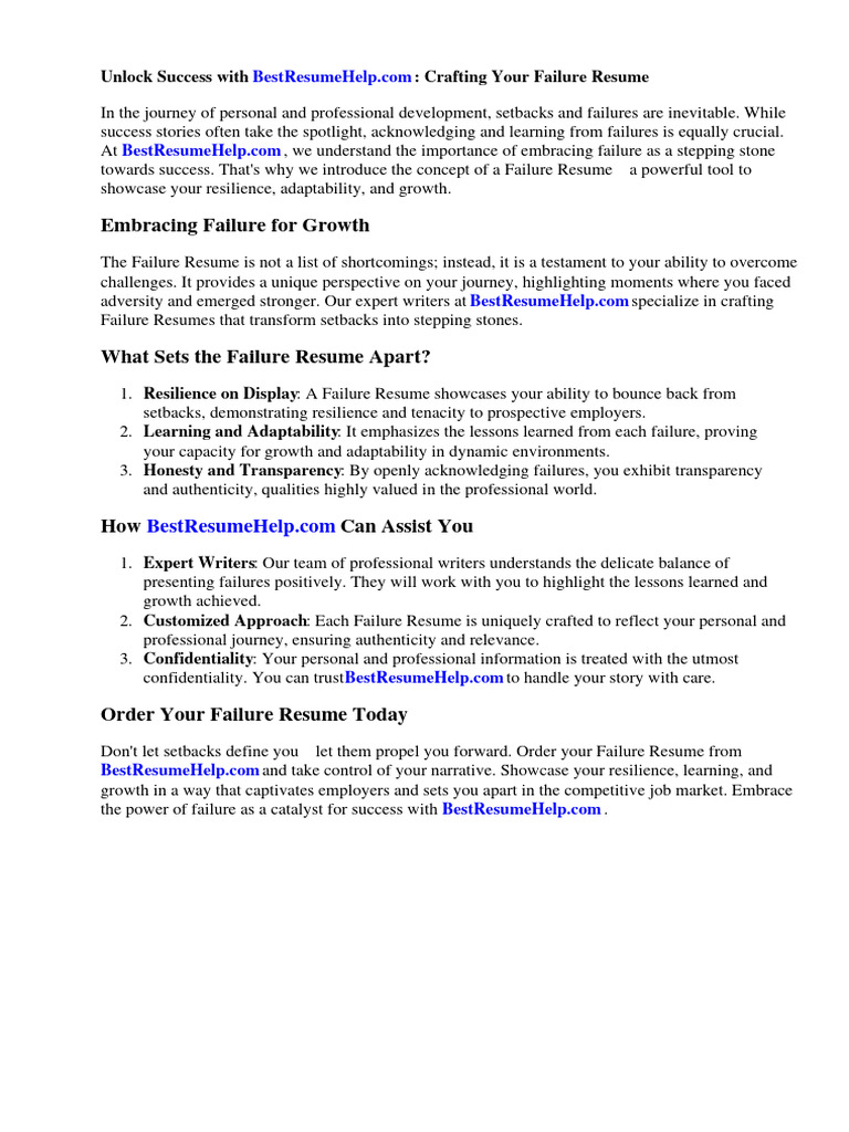 Failure Resume | PDF | Reliability Engineering | Psychological Resilience