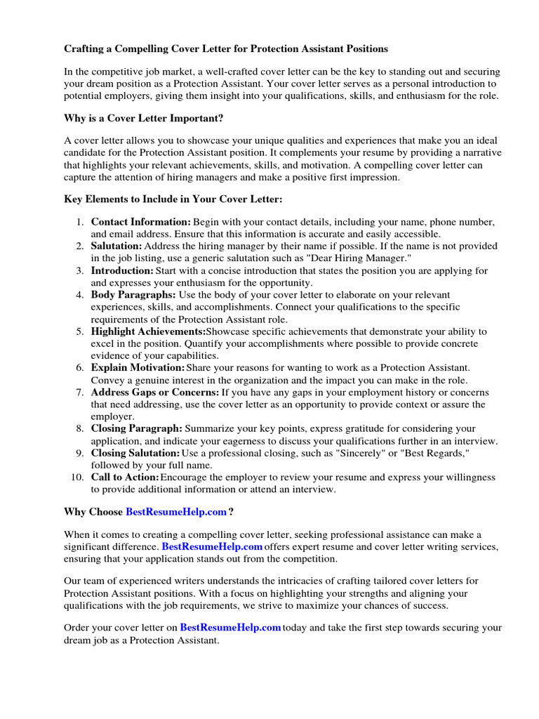 Cover Letter For Protection Assistant | PDF | Résumé | Employment