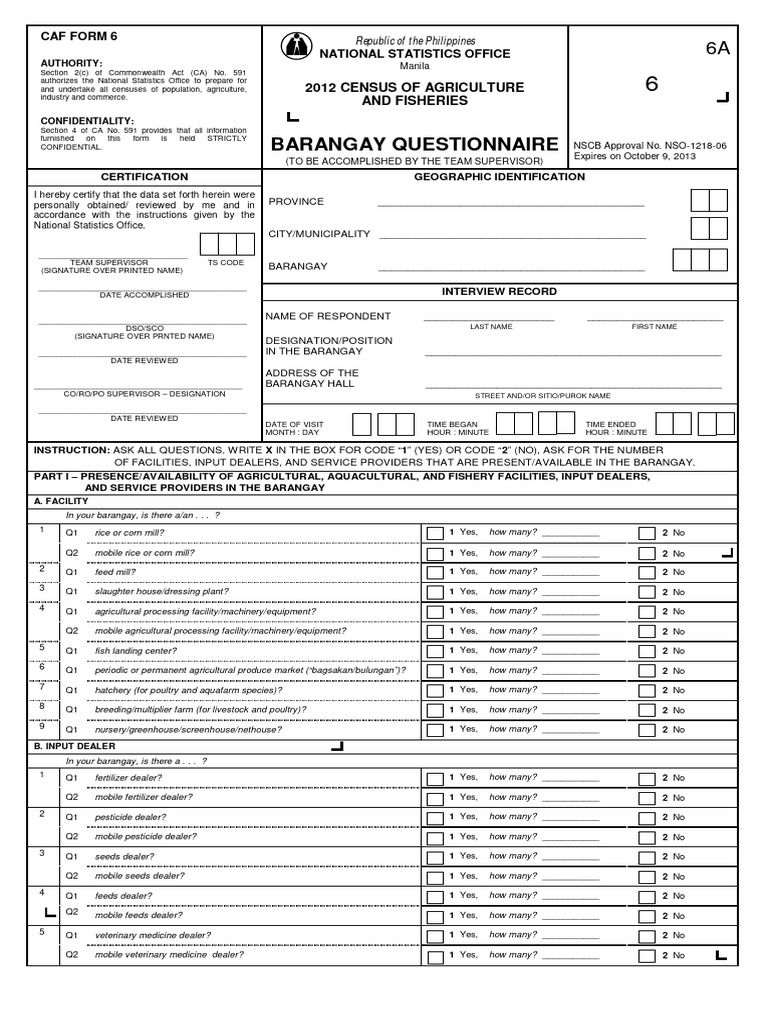 Barangay Form | PDF | Farms | Food And Drink
