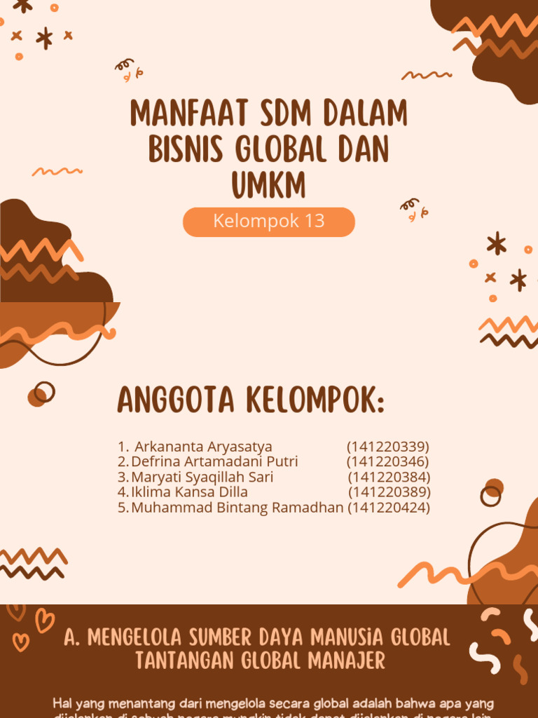 Kelompok 13 MSDM - Manfaat SDM Dalam Bisnis Global Dan UMKM | PDF