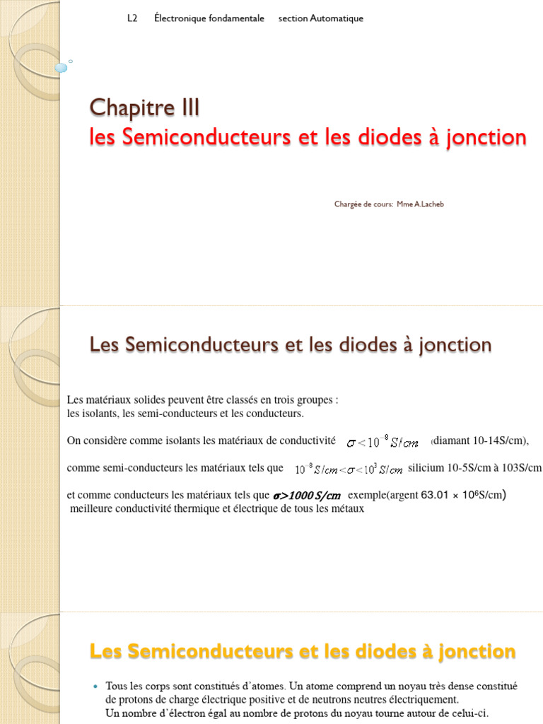 Semiconducteurs et diodes à jonction | PDF | Semi-conducteurs | Dopage ...