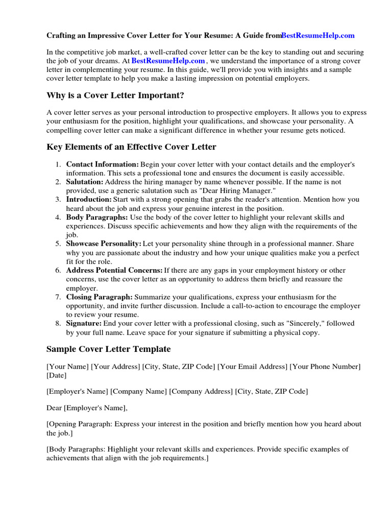 Sample Cover Letter For Resume | Download Free PDF | Résumé | Waiting Staff