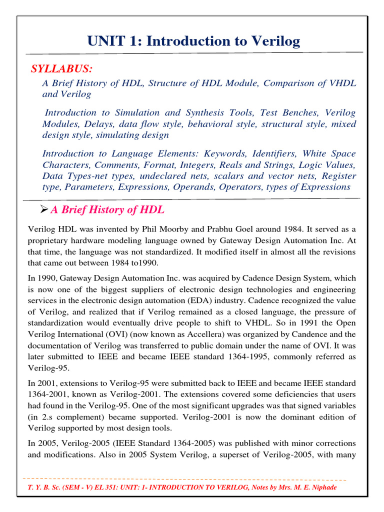Verilog | PDF | Hardware Description Language | Vhdl Verilog | PDF | Hardware Description Language | Vhdl
