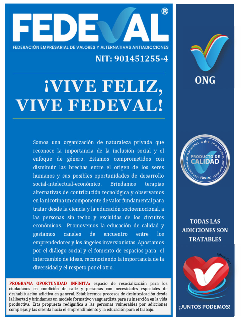 Brochure Fedeval 2024-1 | PDF | Iniciativa empresarial | Organización no gubernamental