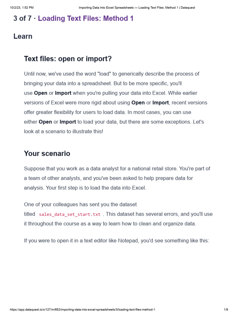 3 - Loading Text Files - Method 1 | PDF | Microsoft Excel | Spreadsheet