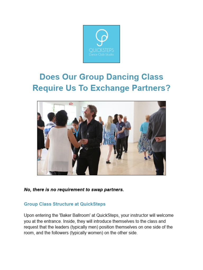 Does Our Group Dancing Class Require Us To Exchange Partners | PDF ...