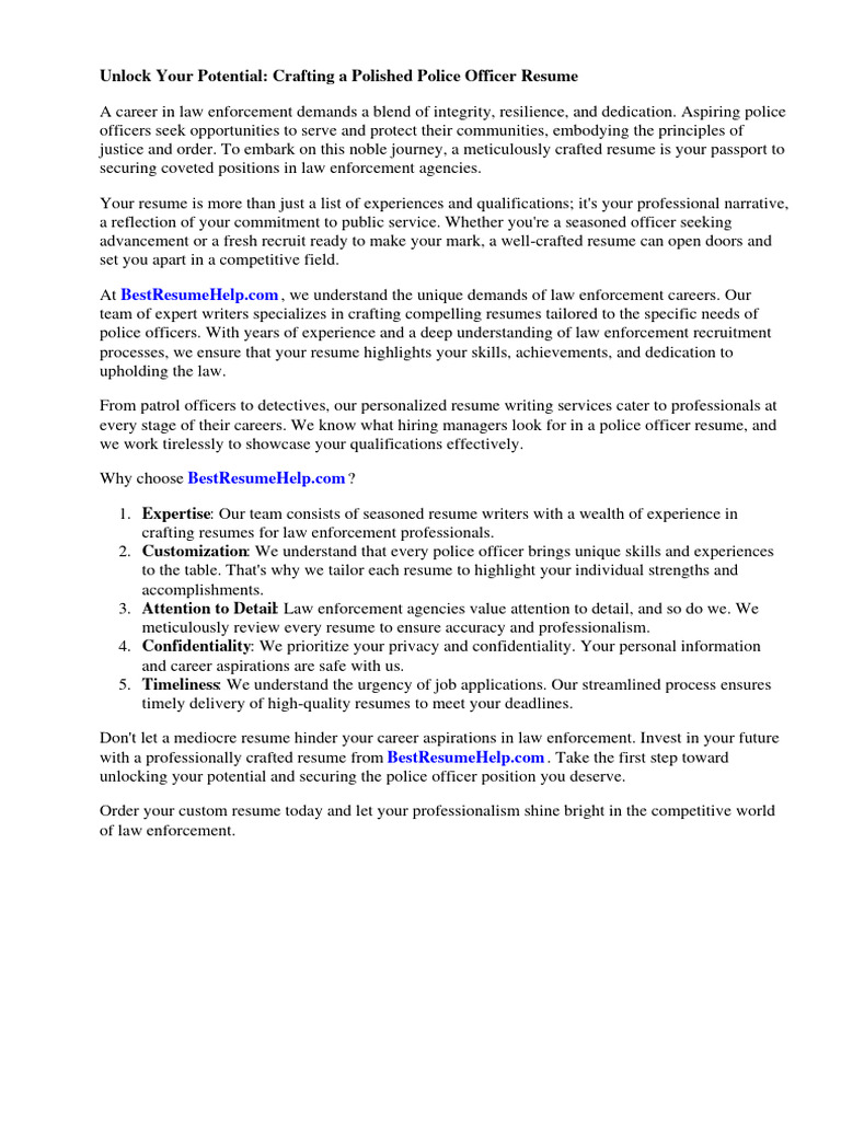 Police Officer Resume Guide | PDF | Résumé | Police