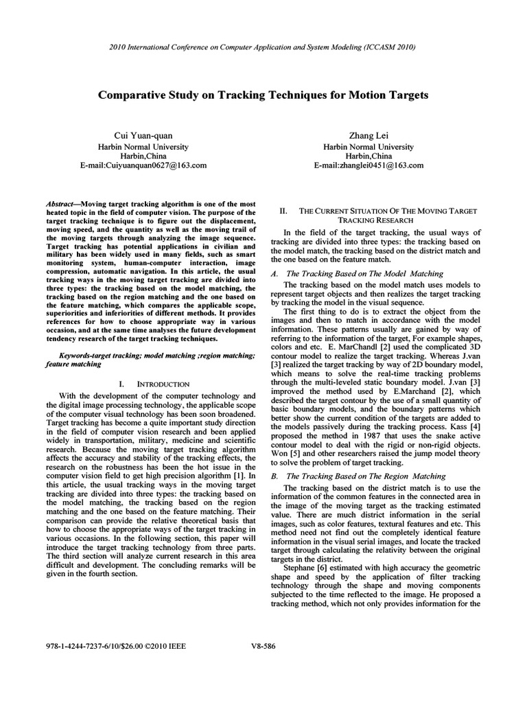 Comparative Study On Tracking Techniques | PDF | Computer Vision | Information
