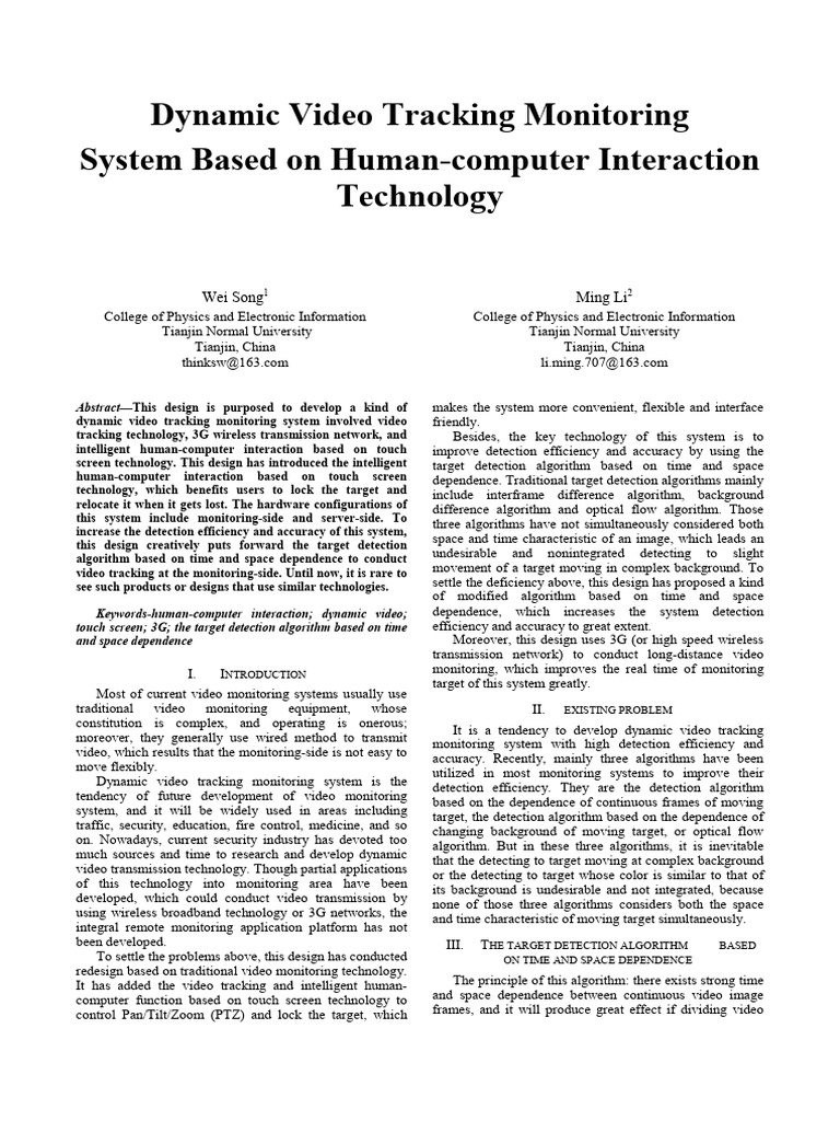 Dynamic Video Tracking Monitoring | PDF | Video | Digital Signal Processing