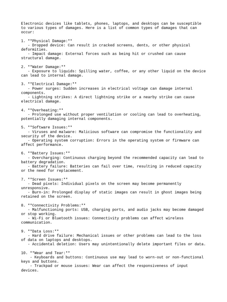 Device Damage Detailed | PDF | Laptop | Wear