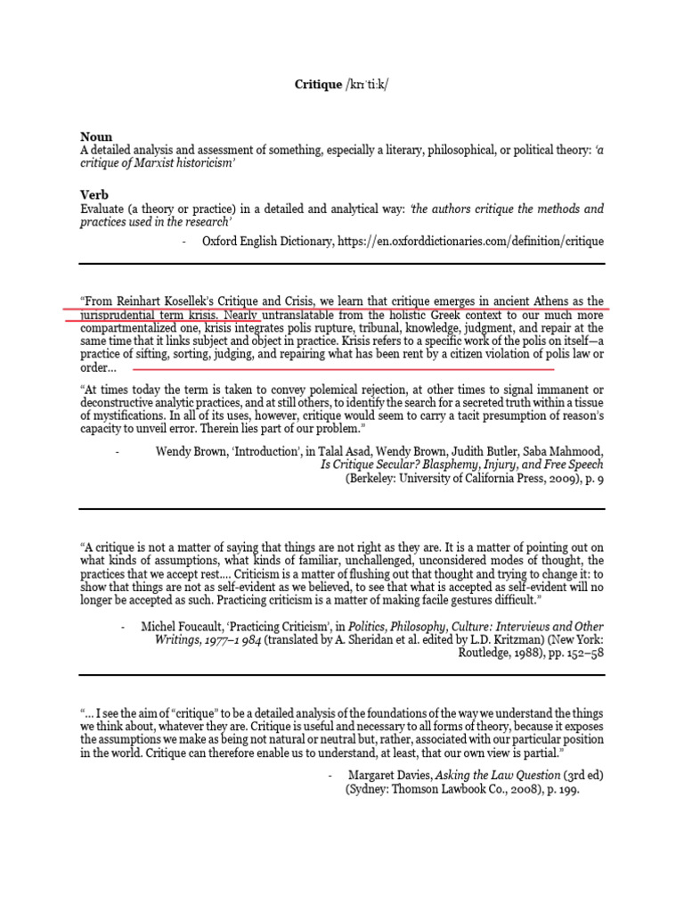 Critique Handout | PDF