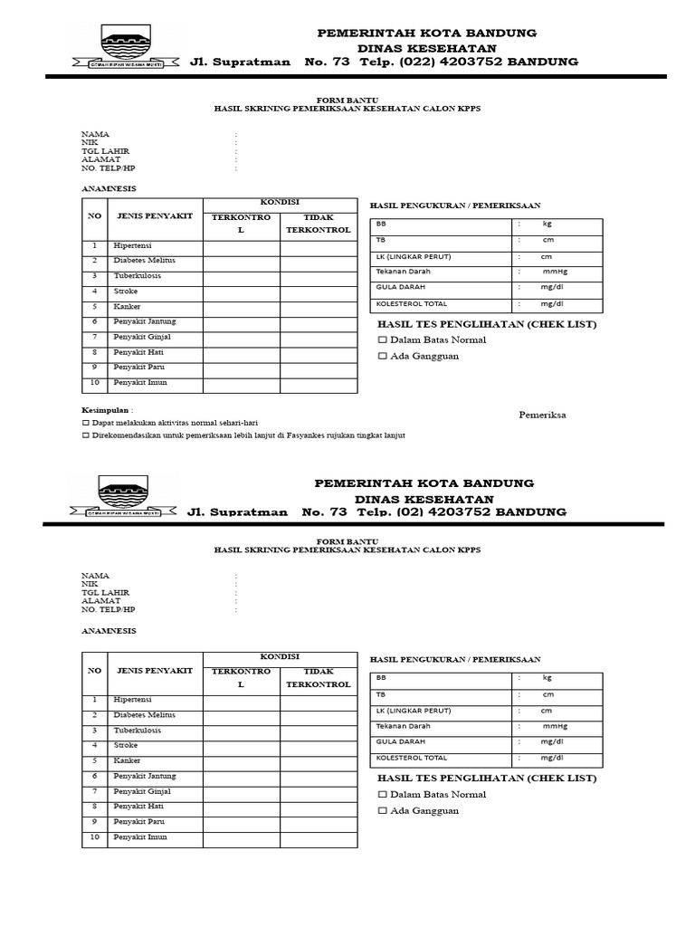 Form Bantu Skkrining Kpps - Edit | PDF