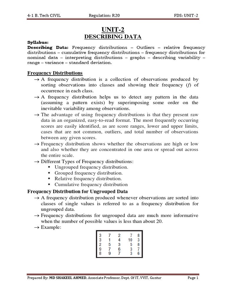 FDS Unit 2 | PDF | Variance | Histogram