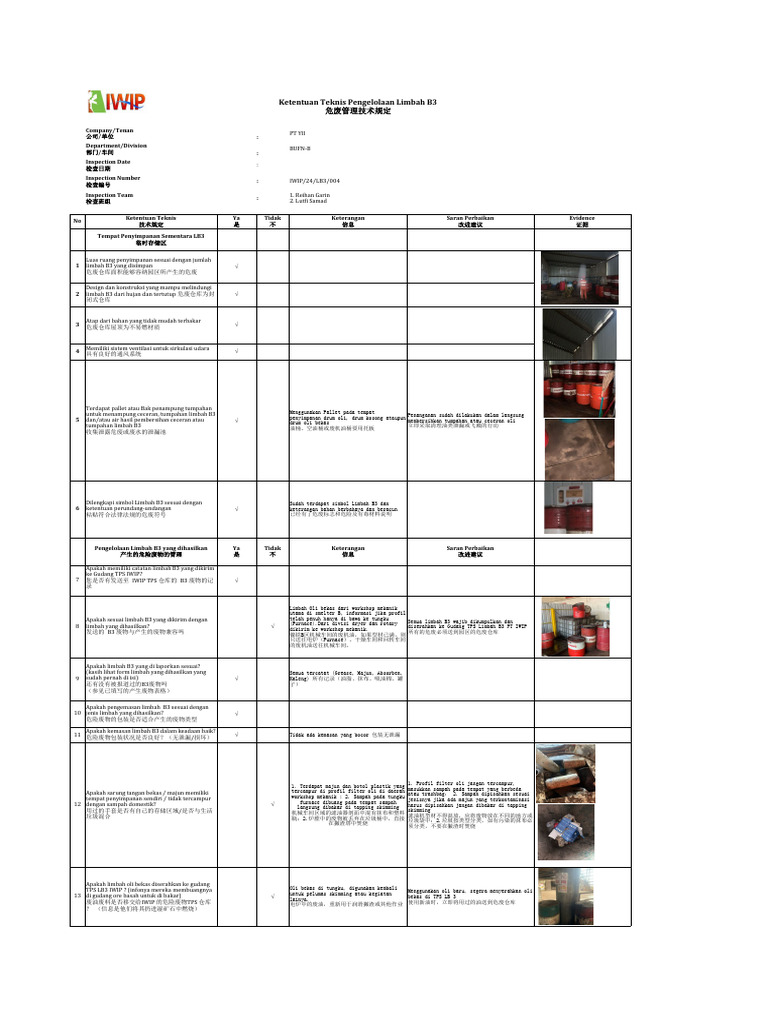 Form Checklist Inspeksi LB3 BUFN-YII (SMB) | PDF