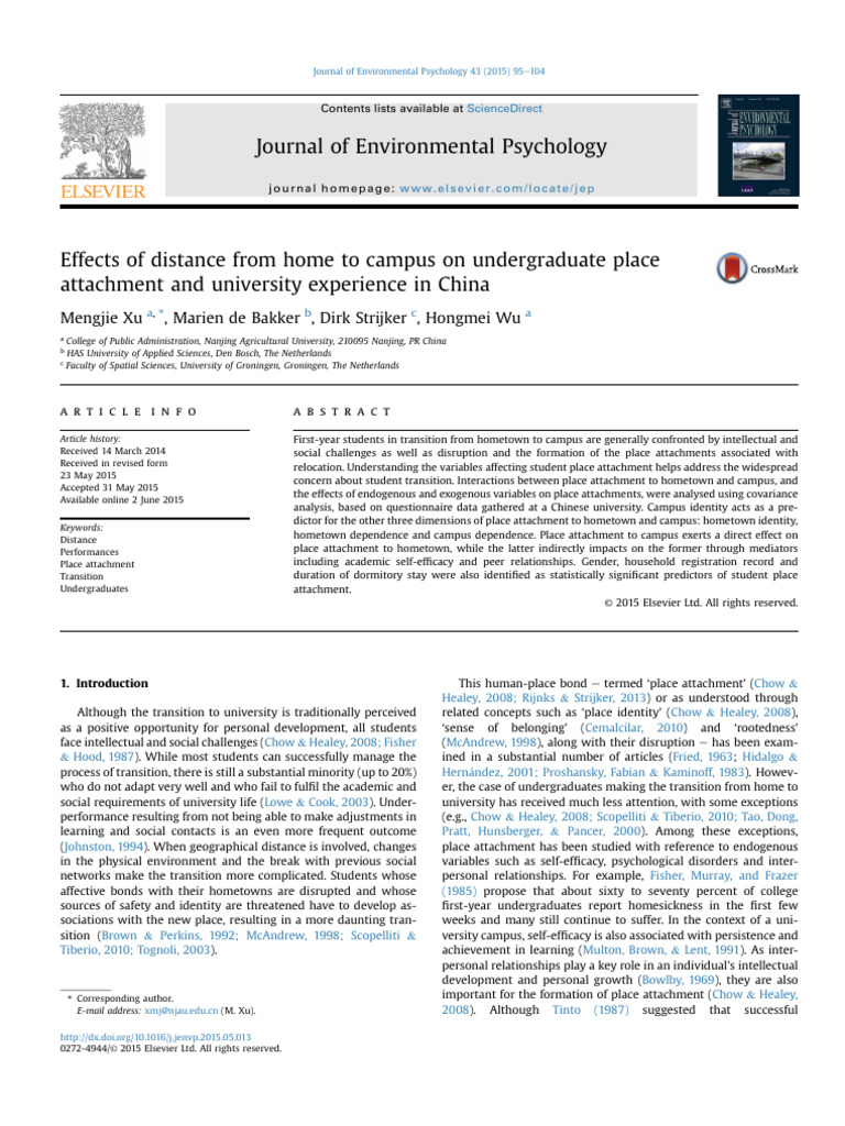 Effects of Distance From Home To Campus On Undergraduate Place | PDF ...
