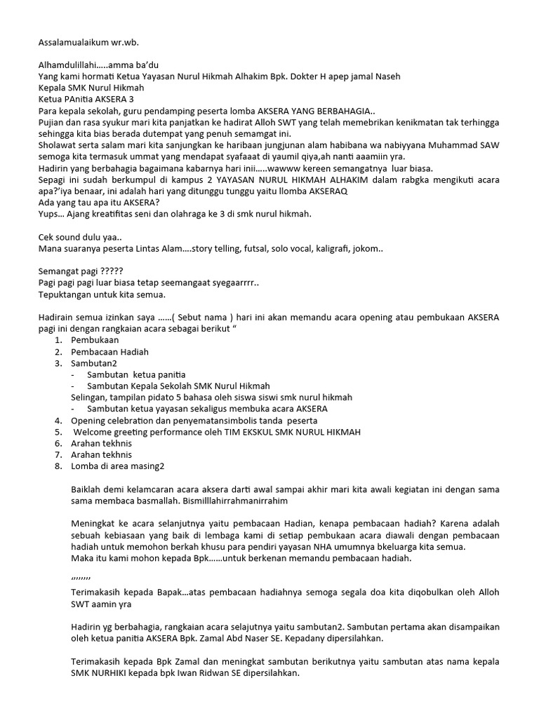 Draft Acara AKSERA | PDF