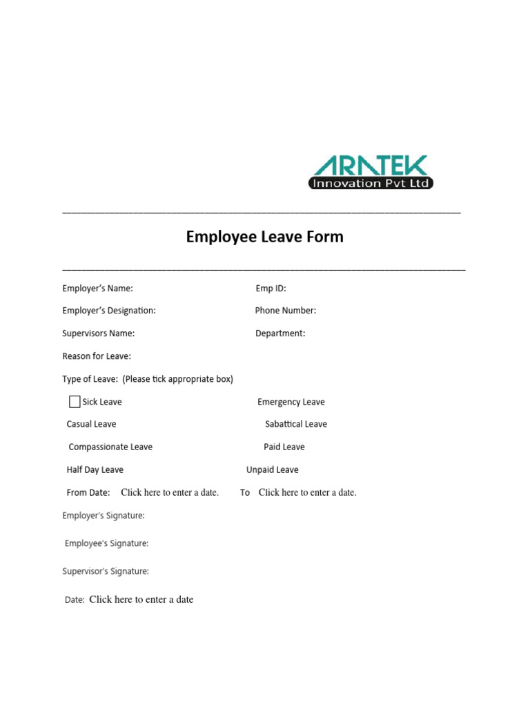 Employee Leave Application Form | PDF