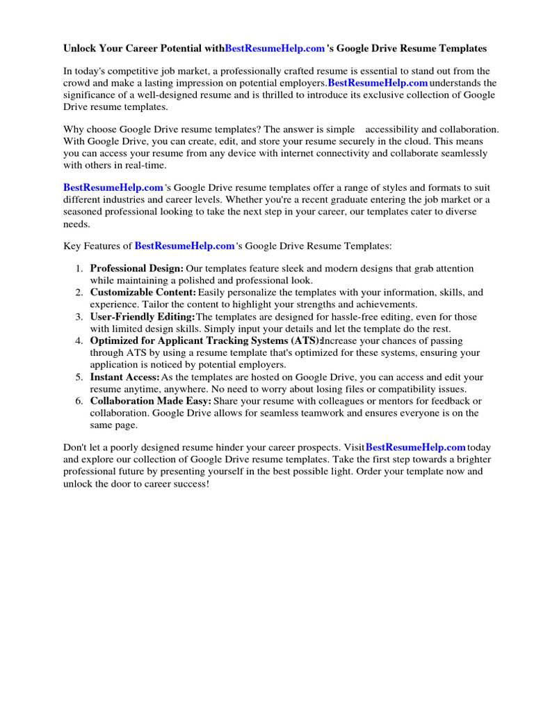 Google Drive Resume Template | PDF | Résumé | Microsoft Word