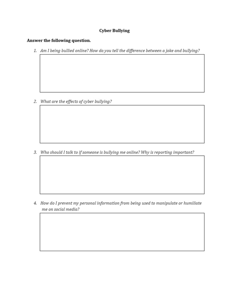 Cyber Bullying-Worksheet Grade X | PDF