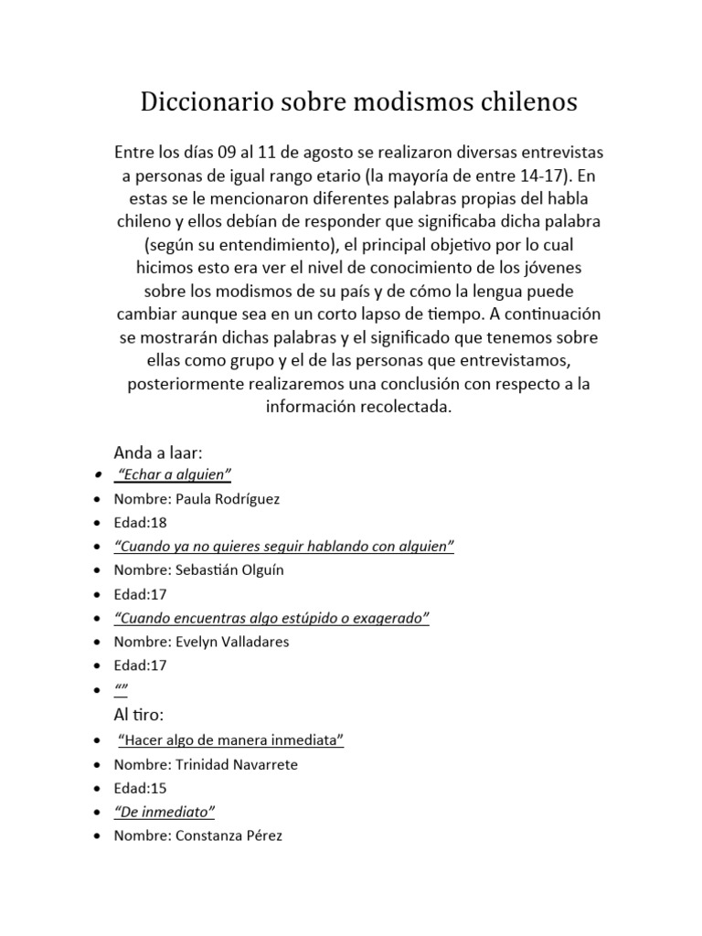 Diccionario Sobre Modismos Chilenos | PDF