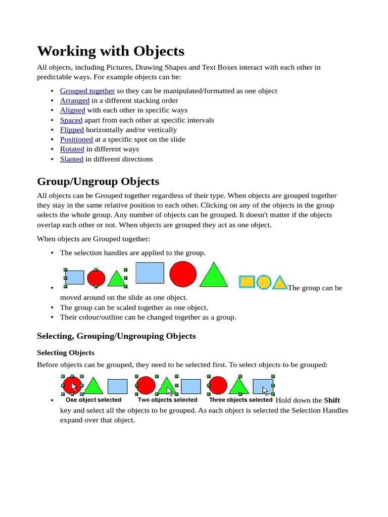 Working With Objects | PDF | Shape | Length