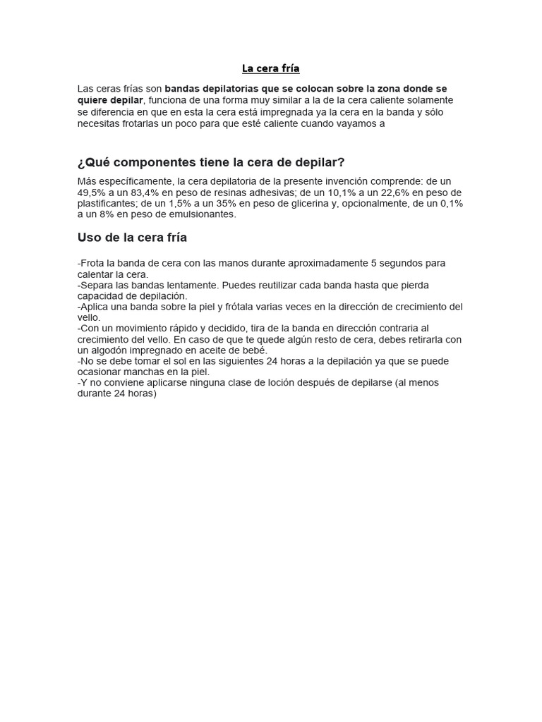 Guía completa sobre ceras depilatorias | PDF | Cera | Materiales