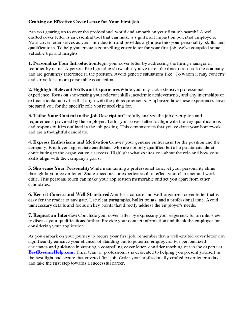 First Job Cover Letter Guide | PDF | Résumé | Recruitment