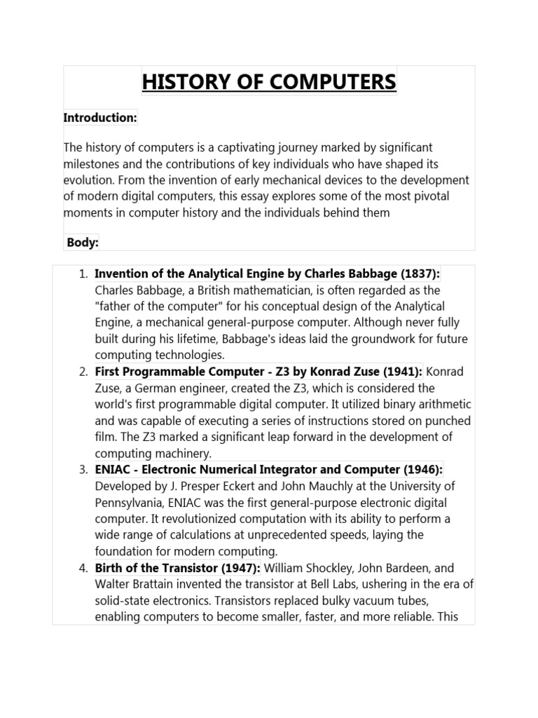History of Computers | PDF | Electronics | Integrated Circuit