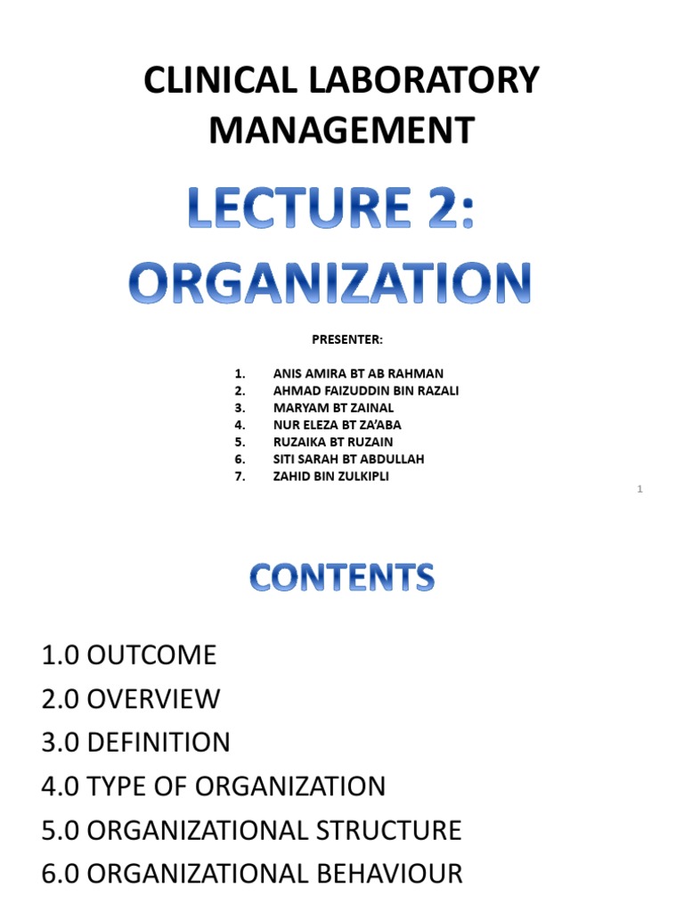 Clinical Laboratory Organization Overview | PDF | Organizational ...