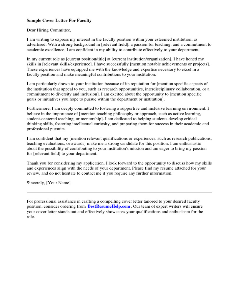 Sample Cover Letter For Faculty Position Computer Science | PDF ...