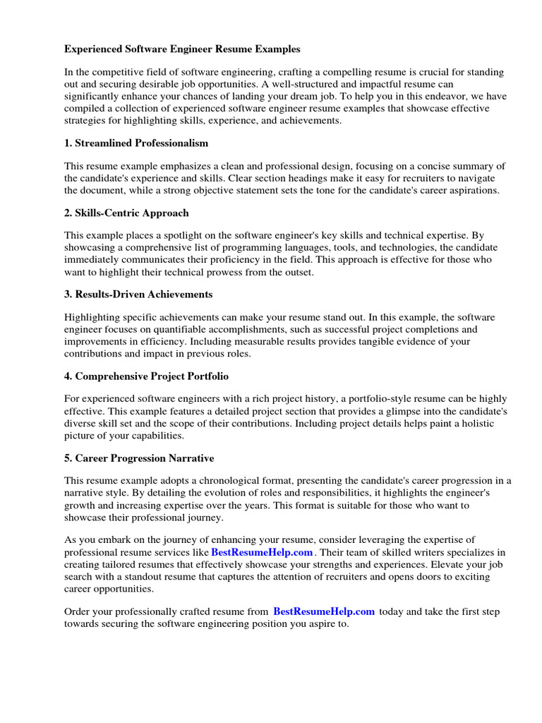 Experienced Software Engineer Resume Examples | PDF | Résumé | Software