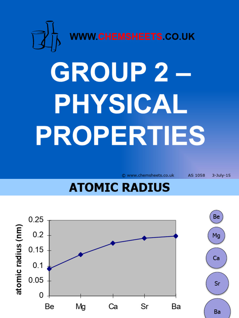 3 2 2 Chemsheets As Group 2 Physical Properties | PDF | Calcium | Sets ...