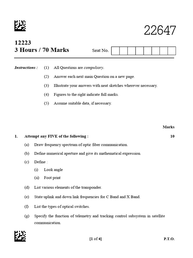 Question Paper Winter 2022 | PDF | Optical Fiber | Communications Satellite