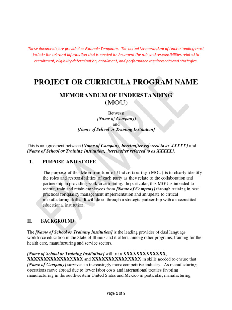 MOU Example TRAINING PROGRAM | Download Free PDF | Employment ...