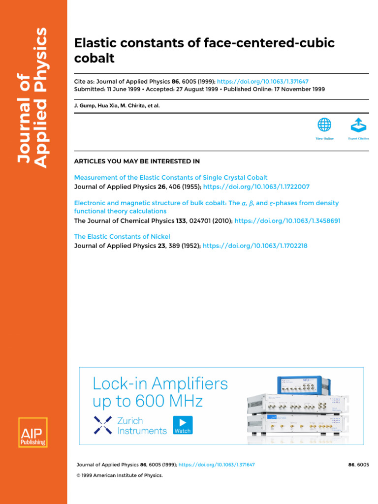 Elastic Constant of Fcc-Co | PDF | Waves | Elasticity (Physics)