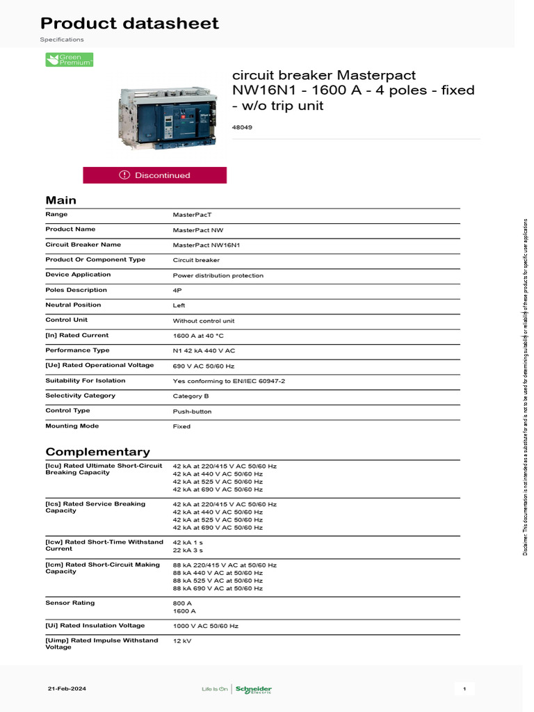 Schneider Electric MasterPact-NW 48049 | PDF | Electricity | Electrical ...