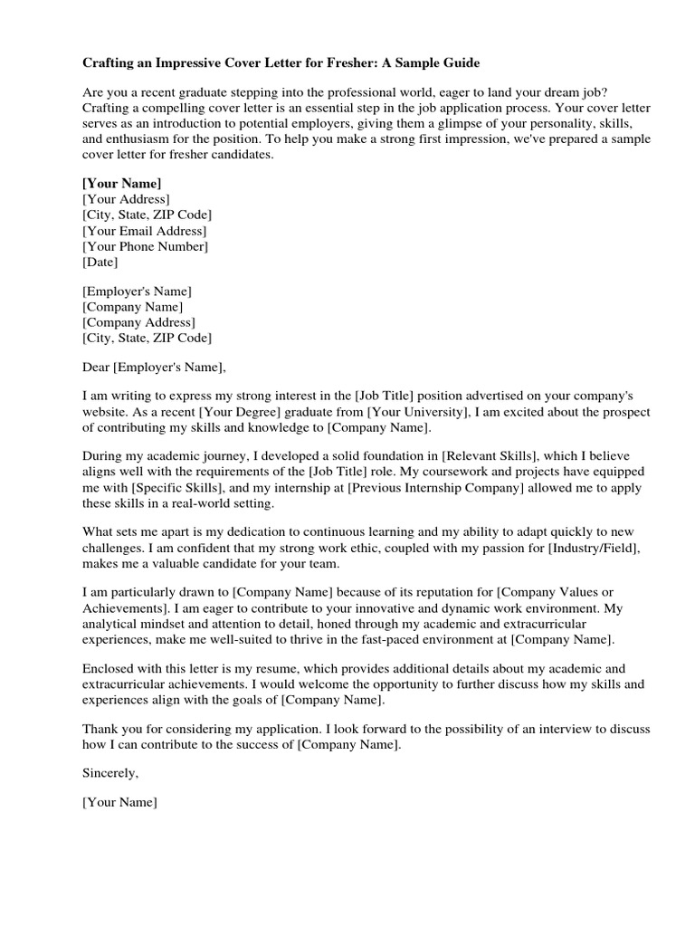 Cover Letter For Fresher Sample | PDF | Résumé | Recruitment