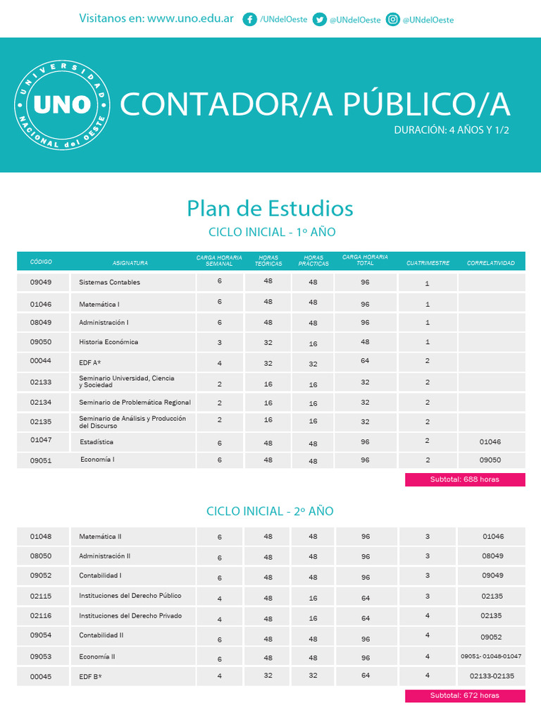 Plan de Estudios Contador | PDF | Contabilidad | Economias